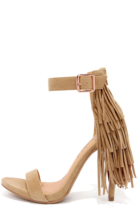 Camel Heels - Fringe Heels - Ankle Strap Heels - $41.00 - Lulus
