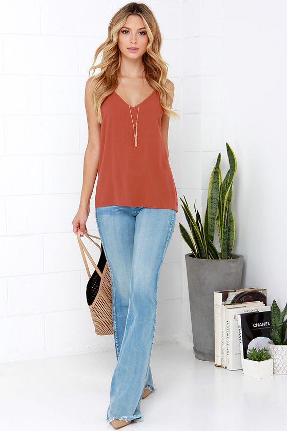 Cute Rust Orange Top - Tank Top - V Neck Tank - $27.00 - Lulus