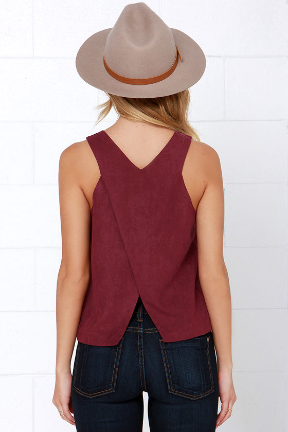 Cute Burgundy Top - Racer Front Top - Tulip Back Top - $38.00