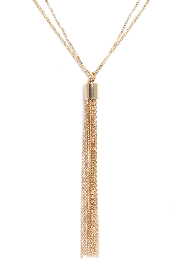 Pretty Gold Necklace - Tassel Necklace - Gold Chain - $13.00 - Lulus