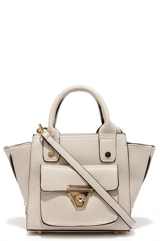 Chic Beige Handbag - Mini Handbag - Vegan Leather Purse - $42.00