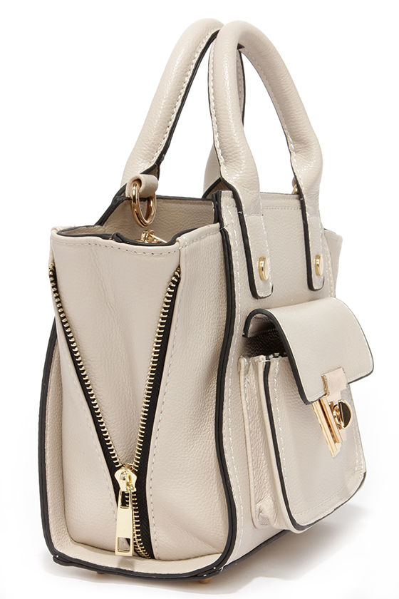Chic Beige Handbag - Mini Handbag - Vegan Leather Purse - $42.00