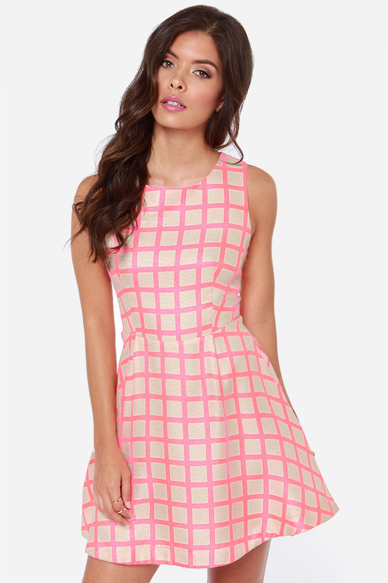 Cute Print Dress - Beige Dress - Pink Dress - $63.00 - Lulus