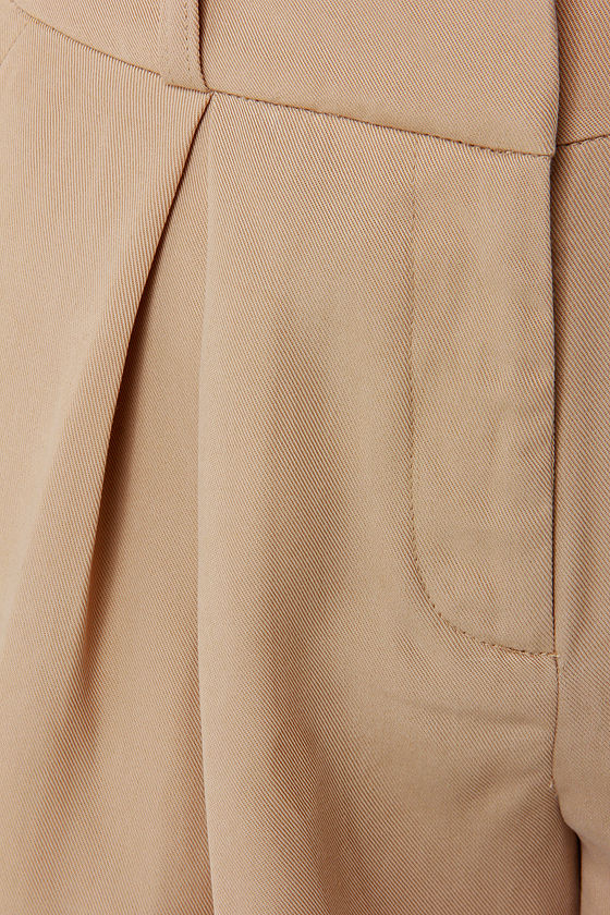 Chic Beige Shorts Tailored Shorts Pleated Shorts 42 00