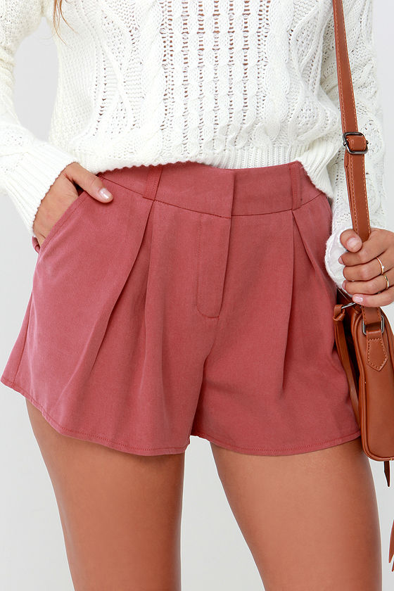 Chic Rust Red Shorts Tailored Shorts Pleated Shorts 42 00 Lulus