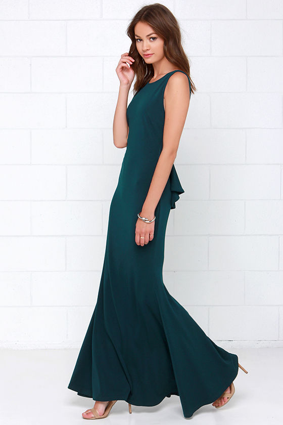 Beautiful Dark Teal Maxi Dress - Backless Maxi - Bodycon Maxi - $54.00