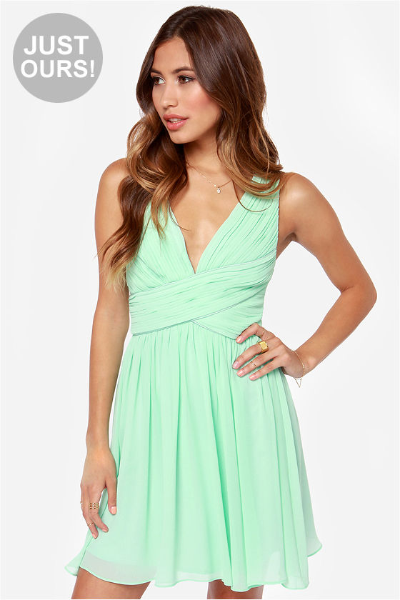 Beautiful Mint Dress - Chiffon Dress - Pleated Dress - $75.00 - Lulus