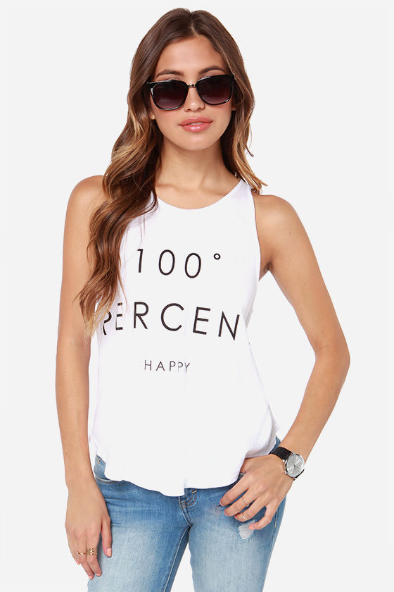 Laundry Room 100% Happy - White Top - Tank Top - $67.00 - Lulus