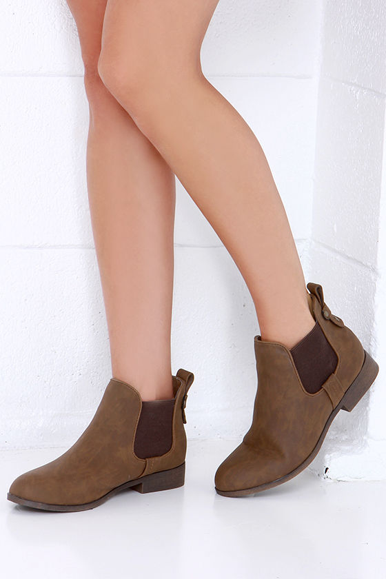 Cute Brown Booties - Chelsea Boots - Ankle Boots - $49.00 - Lulus