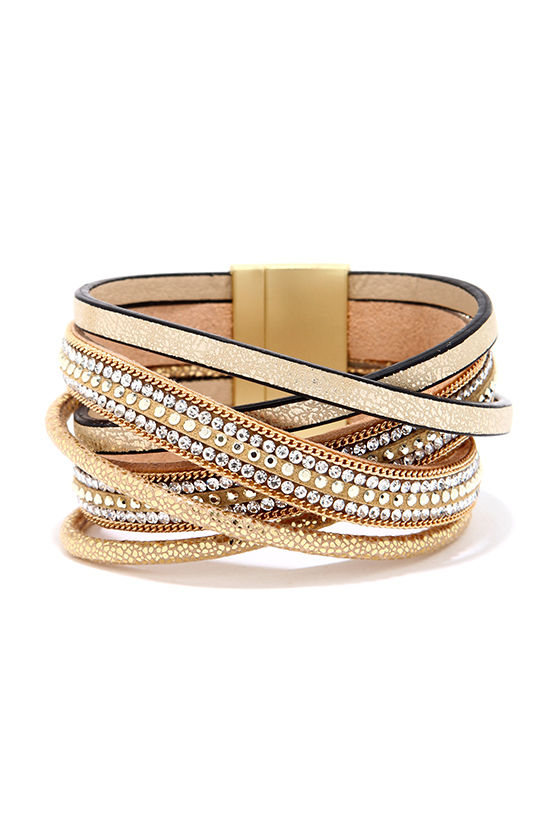 Pretty Gold Bracelet - Cuff Bracelet - Vegan Leather Bracelet - $22.00 ...