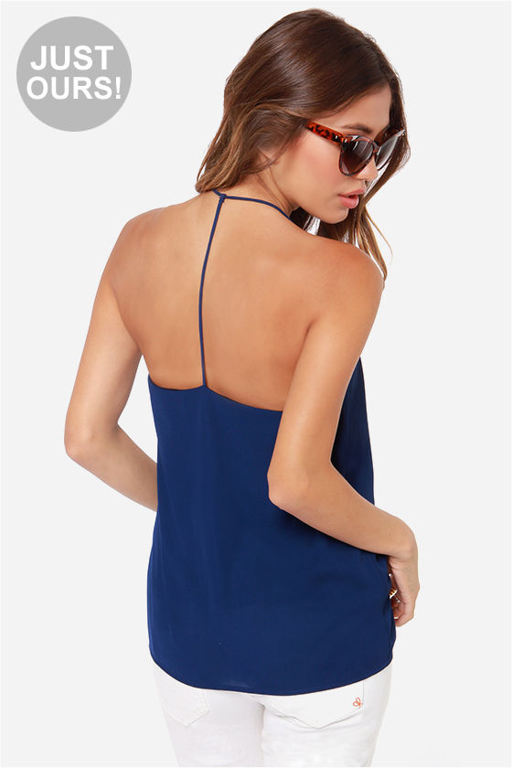Cute Navy Blue Top - Tank Top - T Strap Top - $32.00 - Lulus
