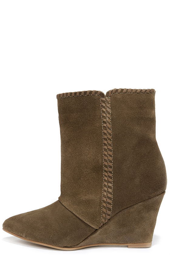 Chic Brown Booties - Suede Leather Booties - Wedge Booties - $99.00 - Lulus