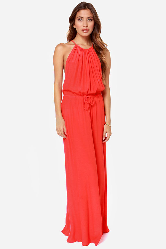 Cute Coral Red Dress Maxi Dress 65 00 Lulus