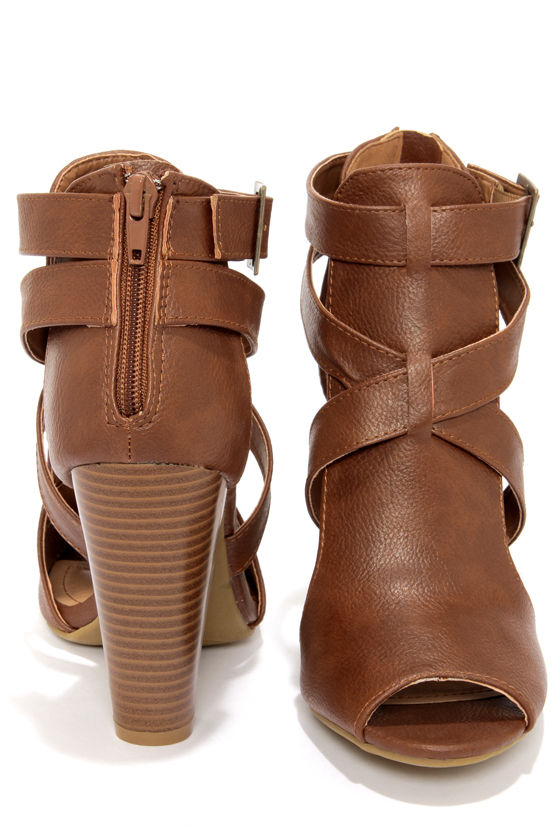 Cute Tan Booties - Cutout Booties - Ankle Boots - $36.00