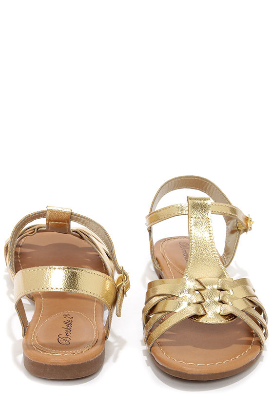 Cute Gold Sandals Flat Sandals Strappy Sandals 1900