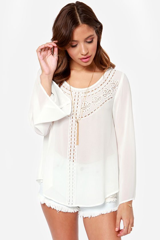 Cute Ivory Top - Boho Top - Embroidered Top - Cutout Top - $41.00 - Lulus