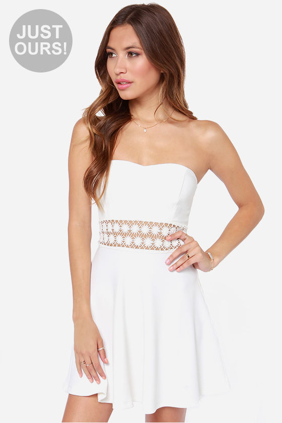 Sexy Ivory Dress Strapless Dress Lace Dress 3500 Lulus