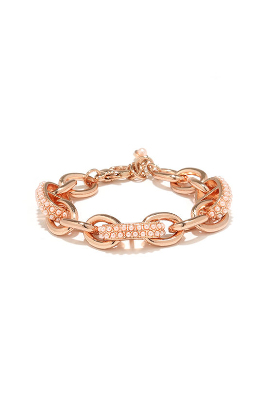 Beautiful Rose Gold Bracelet - Pearl Bracelet - Chain Bracelet - $13.00 ...