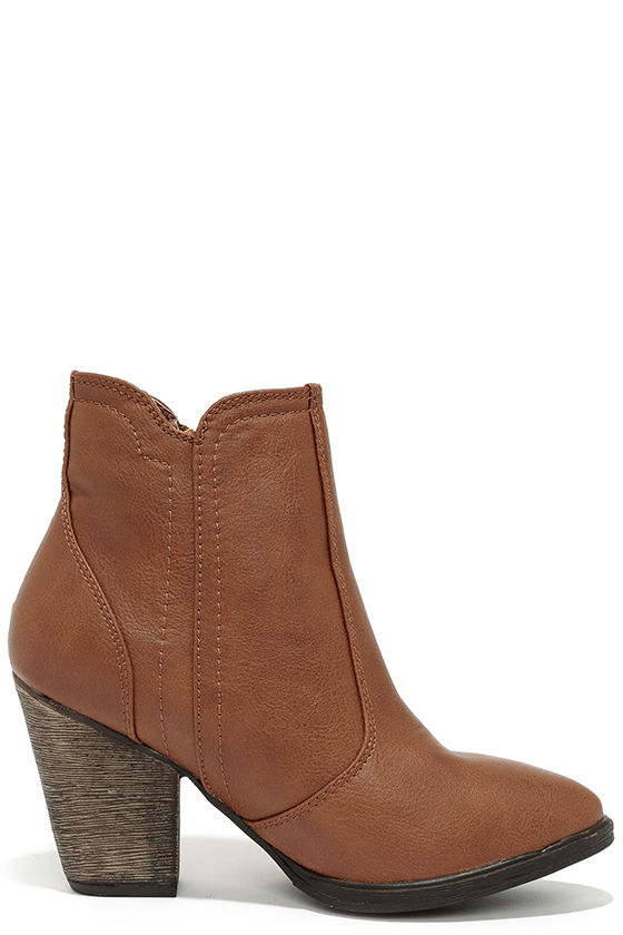 Cute Brown Boots - High Heel Boots - Ankle Boots - $36.00