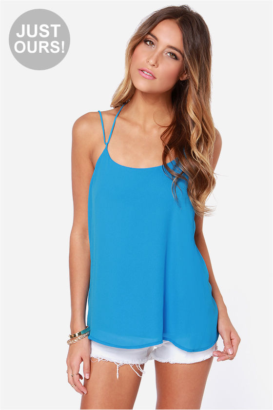 Cute Blue Top - Tank Top - T Strap Top - $32.00 - Lulus