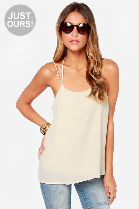 Cute Light Beige Top - Tank Top - T Strap Top - $32.00 - Lulus