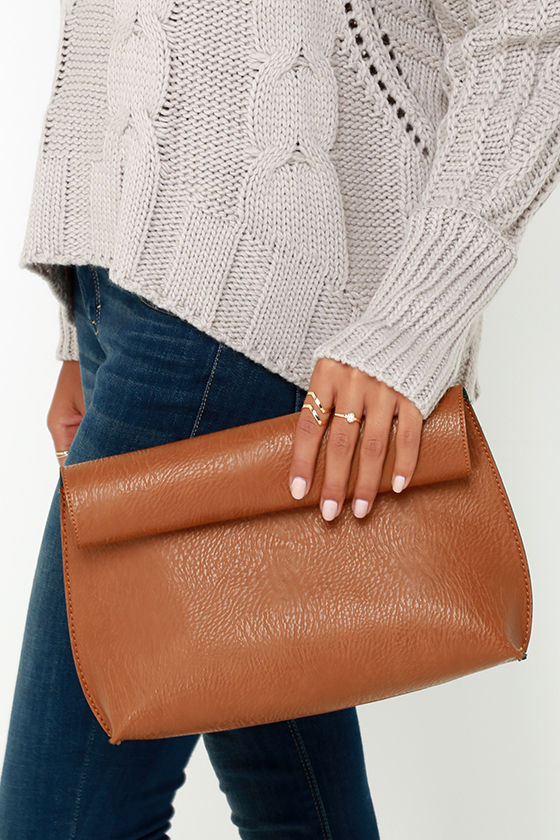 Cute Tan Clutch - Vegan Leather Clutch - Reversible Clutch - Roll ...