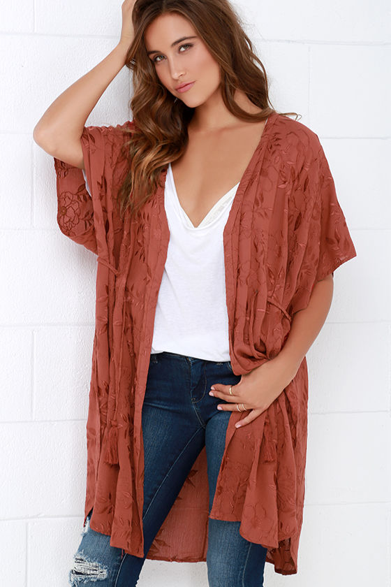 Cute Rust Red Top - Kimono Top - Embroidered Top - $69.00 - Lulus