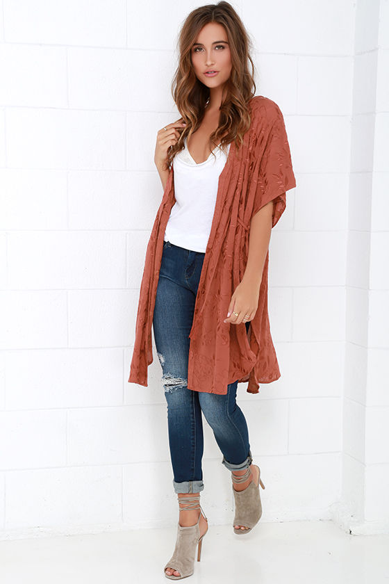 Cute Rust Red Top - Kimono Top - Embroidered Top - $69.00 - Lulus