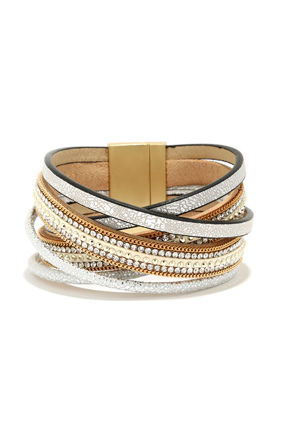Pretty Silver Bracelet - Cuff Bracelet - Vegan Leather Bracelet - $22. ...