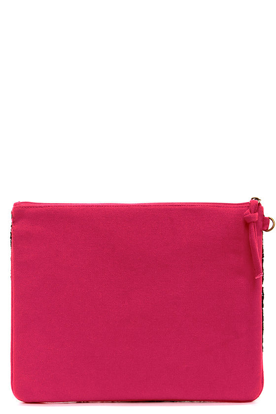 Fun Fuchsia Clutch - Beaded Clutch - Fuchsia Purse - $73.00
