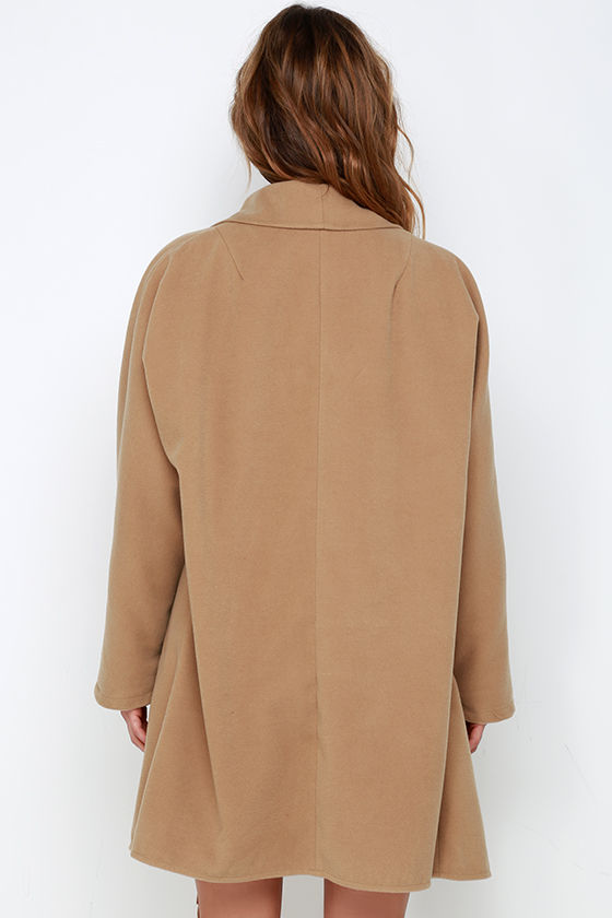 Fringe Coat - Tan Coat - Oversized Coat - $127.00