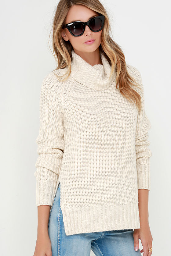 Cute Light Beige Sweater - Turtleneck Sweater - $67.00 - Lulus