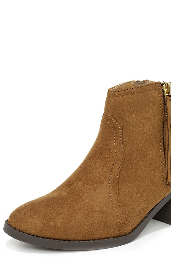 Cute Tan Boots - Tan Booties - Ankle Boots - $34.00