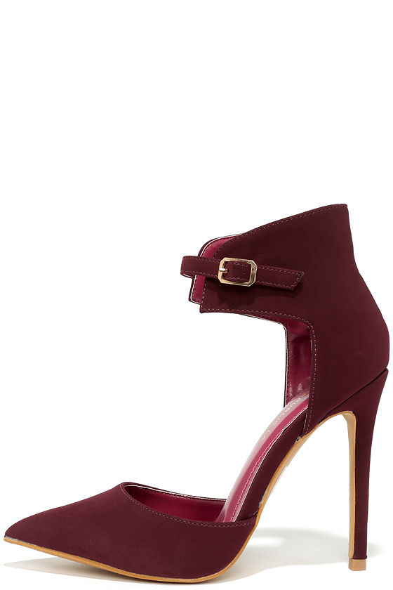 Cute Burgundy Pumps - Ankle Strap Pumps - Pointed Pumps - $36.00 - Lulus