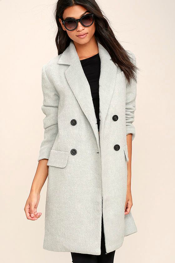 Chic Light Blue Grey Coat - Wool Coat - Pea Coat - $119.00 - Lulus