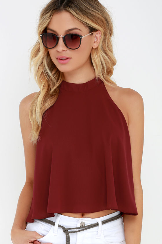 Chic Wine Red Top - Sleeveless Top - Crop Top - $29.00 - Lulus