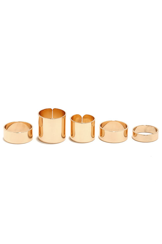 Shiny Gold Ring Set - Ring Set - Midi Rings - $12.00 - Lulus