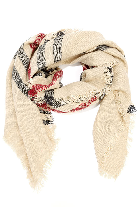 Pretty Striped Scarf - Beige Scarf - Woven Scarf - $19.00 - Lulus