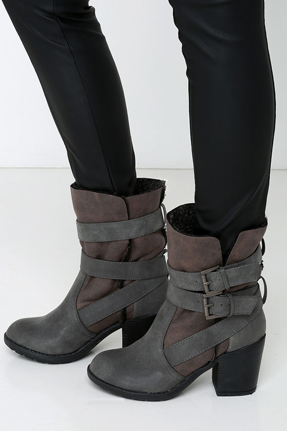 Cute Grey Boots - High Heel Boots - Fold-Over Boots - $69.00 - Lulus