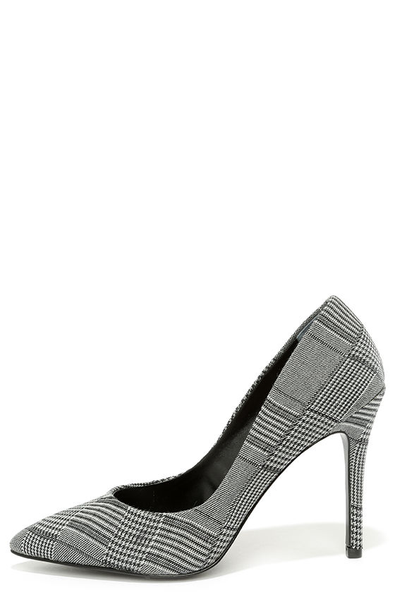 Pretty Black and White Pumps - Pointed Pumps - Plaid Heels - $97.00 - Lulus