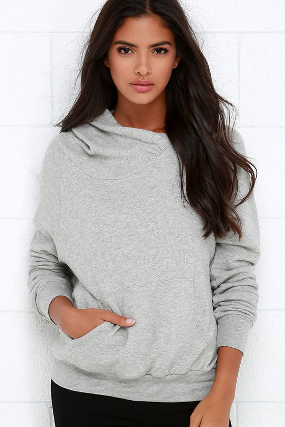 Cute Heather Grey Hoodie - Asymmetrical Hoodie - Grey Sweater - $63.00 ...