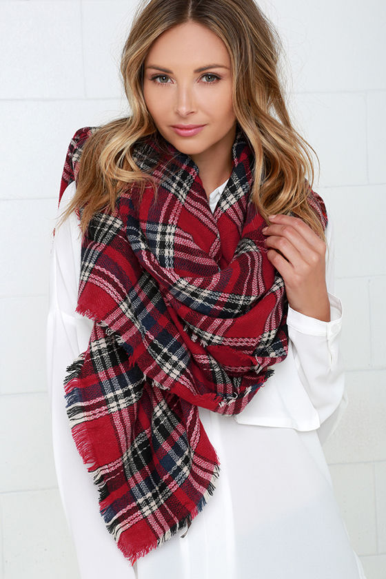 Cute Red Scarf - Plaid Scarf - Print Scarf - Blanket Scarf - $22.00 - Lulus