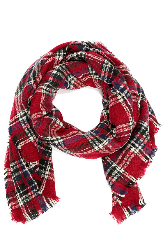 Cute Red Scarf - Plaid Scarf - Print Scarf - Blanket Scarf - $22.00 - Lulus