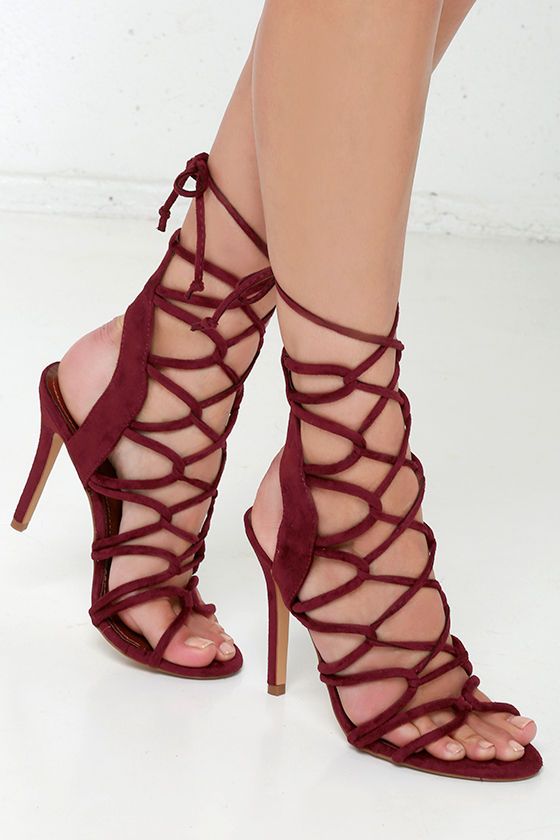 Sexy Wine Red Heels - Lace-Up Heels - High Heel Sandals - $41.00 - Lulus