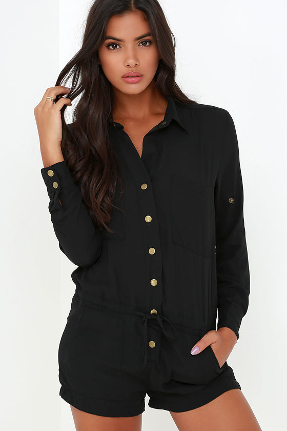 Black Romper - Long Sleeve Romper - $62.00 - Lulus