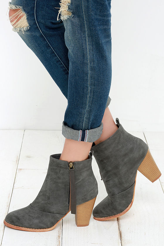 Cute Grey Booties - High Heel Booties - Ankle Boots - $39.00 - Lulus