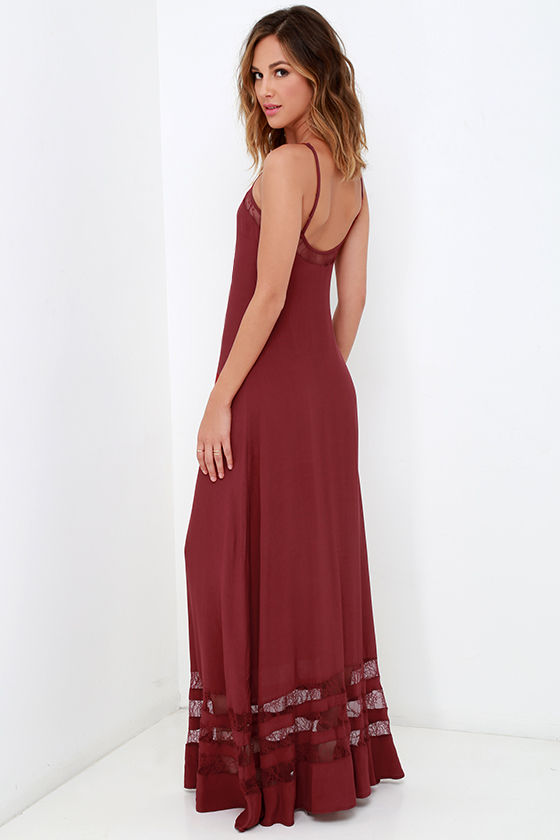 Sexy Wine Red Dress Lace Dress Maxi Dress 76 00