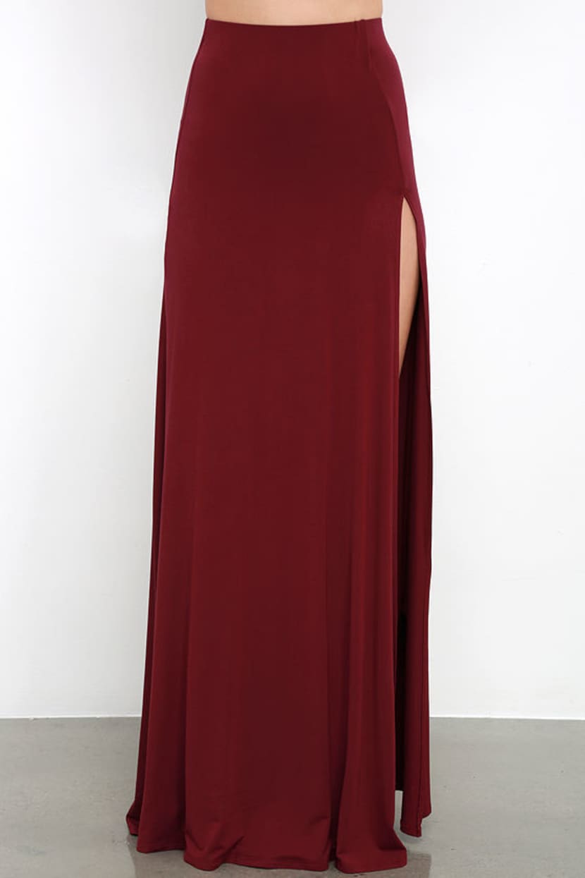Maroon Maxi Skirt