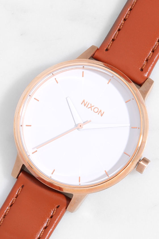 Nixon Kensington Leather Watch - Rose Gold Watch - $125.00 - Lulus