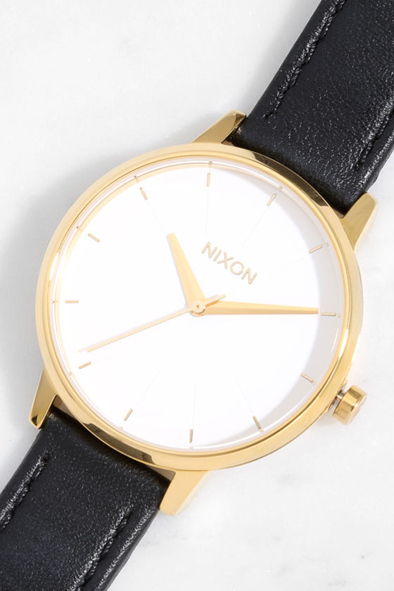 Nixon Kensington Leather Watch - White Watch - Black Watch - Lulus